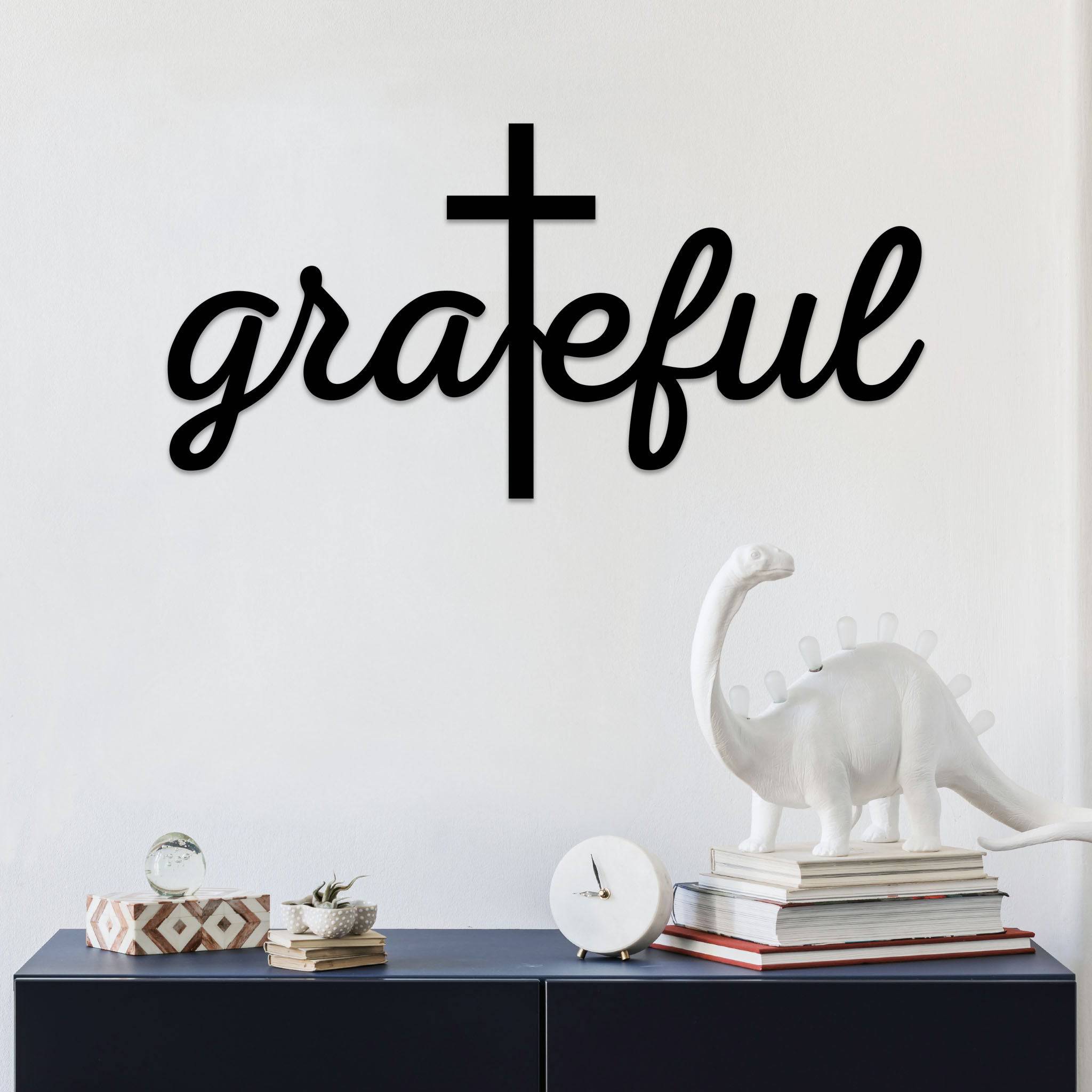 Grateful Cross Script - Metal Wall Art | MetalPlex